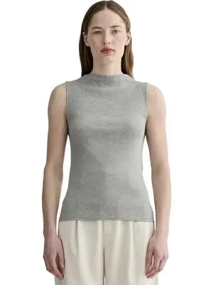 Everlane Luxe Rib Funnel-neck Tank Top - Heathered Grey