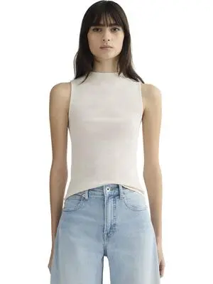Everlane Luxe Rib Funnel-Neck Tank Top Heathered Oat