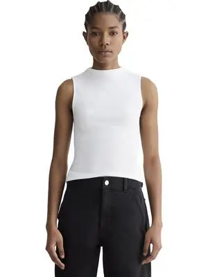 Everlane Luxe Rib Funnel-neck Tank Top - White