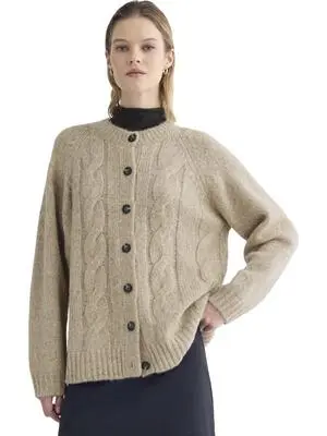 Everlane Cloud Cable Cardigan - Heathered Oatmeal