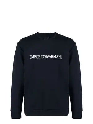 Emporio Armani Logo-print Crew-neck Sweatshirt - Blue