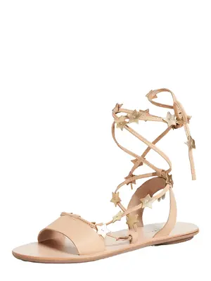 LOEFFLER RANDALL Starla Ankle Wrap Sandals - Wheat/gold