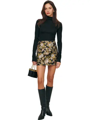 REFORMATION Veranda Mini Skirt Golden Hour