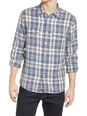 THE NORMAL BRAND Mountain Regular Fit Flannel Button-up Shirt - Mineral Blue