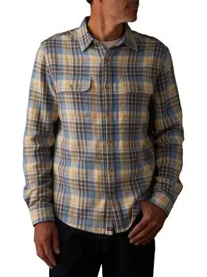 THE NORMAL BRAND Mountain Regular Fit Flannel Button-up Shirt - Vintage Blue Plaid