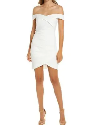 LAVISH ALICE Off-The-Shoulder Mini Wrap Dress