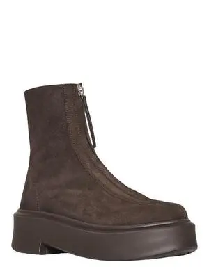 THE ROW Zip Platform Bootie - Dbr Dark Brown