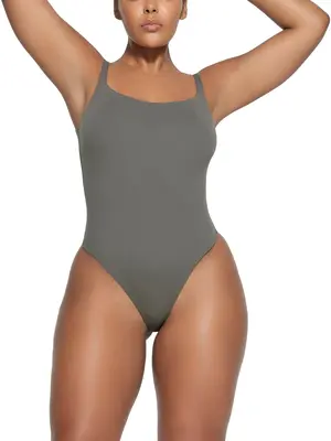 SKIMS SKIMS Fits Everybody Square Neck Bodysuit Gunmetal