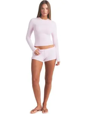 SKIMS Long Sleeve Cotton Jersey T-shirt - Cherry Blossom