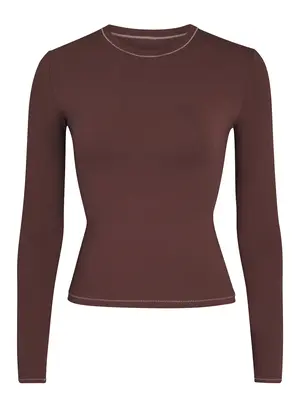 SKIMS Long Sleeve T-Shirt Chocolate