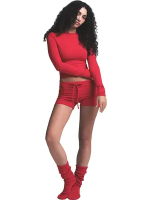 SKIMS Long Sleeve T-Shirt Cranberry