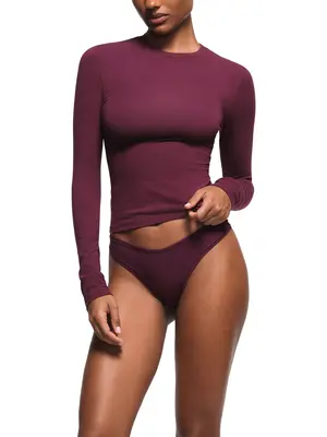 SKIMS Long Sleeve T-Shirt Deep Berry