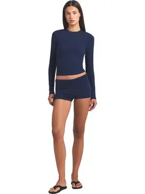 SKIMS Cotton Jersey Long Sleeve T-shirt - Navy