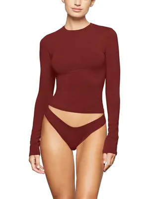 SKIMS Long Sleeve T-Shirt Sangria