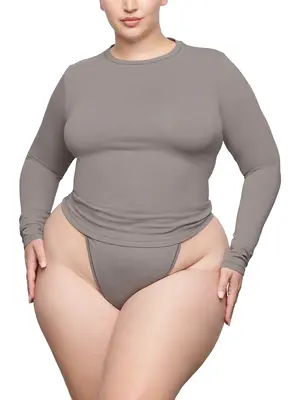 SKIMS Long Sleeve T-Shirt Smoke