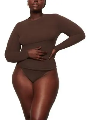 SKIMS Fits Everybody Long Sleeve T-shirt - Cocoa