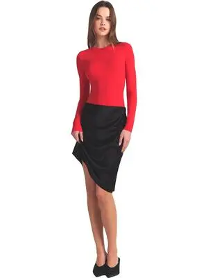 SKIMS Long Sleeve Crew Neck Bodysuit - Cherry