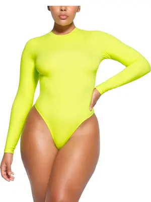 SKIMS Fits Everybody Long Sleeve Crew Neck Bodysuit Daffodil