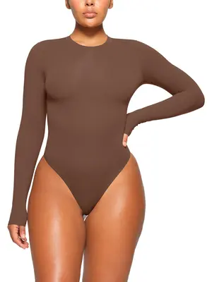 SKIMS Fits Everybody Long Sleeve Crew Neck Bodysuit Jasper