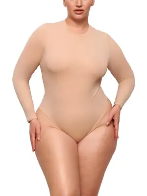 SKIMS Fits Everybody Long Sleeve Crew Neck Bodysuit Mica