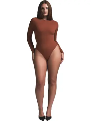 SKIMS Fits Everybody Long Sleeve Crew Neck Bodysuit Saffron