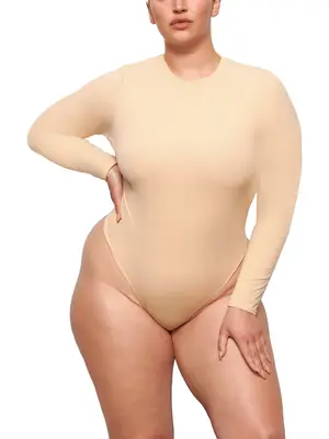 SKIMS Fits Everybody Long Sleeve Crew Neck Bodysuit Sand