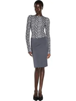 SKIMS Long Sleeve Crew Neck Bodysuit - Shadow Snake Print