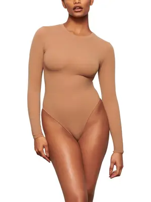 SKIMS Fits Everybody Long Sleeve Crew Neck Bodysuit Sienna