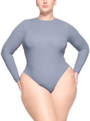 SKIMS Fits Everybody Long Sleeve Crew Neck Bodysuit Slate