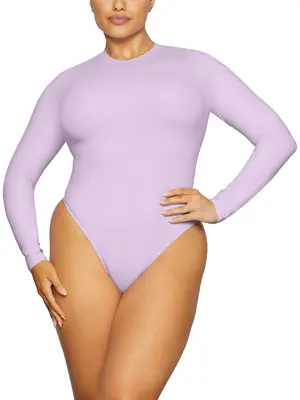 SKIMS Fits Everybody Long Sleeve Crew Neck Bodysuit Sugar Plum