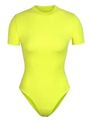 SKIMS SKIMS Fits Everybody Short Sleeve Bodysuit Neon Lime