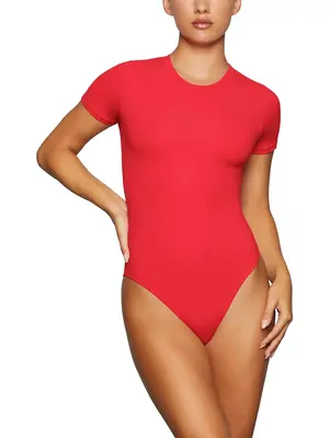 SKIMS SKIMS Fits Everybody Short Sleeve Bodysuit Ruby
