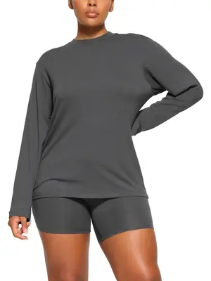 SKIMS Boyfriend Long Sleeve T-Shirt Ash