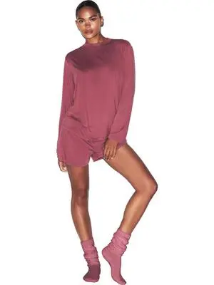 SKIMS Boyfriend Long Sleeve T-Shirt Beet