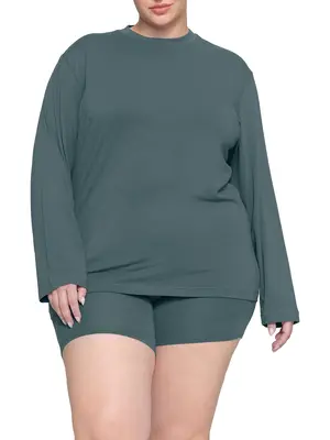 SKIMS Boyfriend Long Sleeve T-Shirt Kyanite