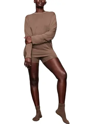 SKIMS Boyfriend Long Sleeve T-Shirt Oxide