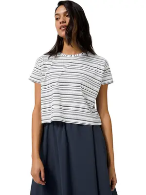 Lululemon Lululemon Cates Relaxed-Fit T-Shirt Cut Back Stripe White Black
