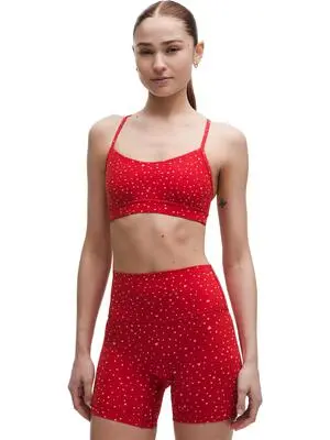 Lululemon Flow Y Bra Nulu - Heart Scatter Dot Print Candy Cloud Oxford Red