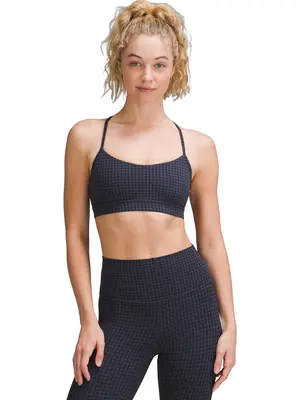 Lululemon Flow Y Bra Nulu Micro Houndstooth Blue Multi