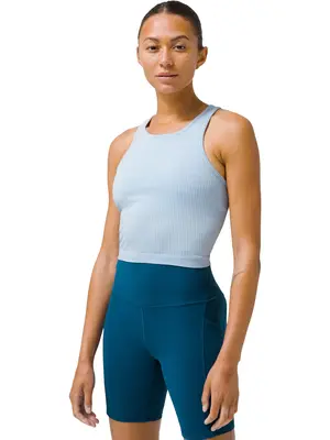 Lululemon Ebb To Street Cropped Racerback Tank Top Blue