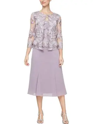 Alex Evenings Alex Evenings Mock Jacket Midi Dress Smokey Orc