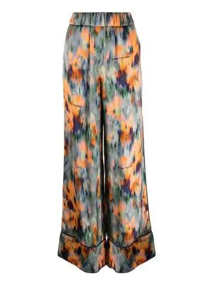 Off-White Floral-print Wide-leg Trousers - Orange
