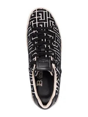 Balmain Balmain B-Court Monogram-Pattern Sneakers Neutrals
