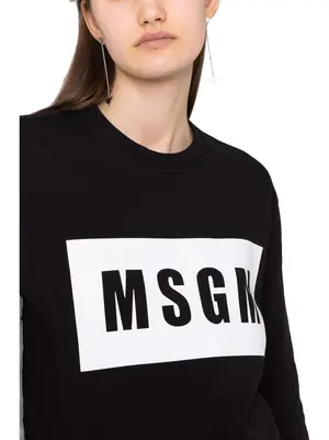 MSGM Logo-print Cotton Sweater - Black