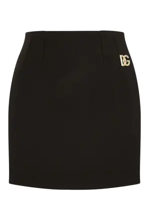 Dolce & Gabbana Logo-appliqué Double Crepe Miniskirt - Black