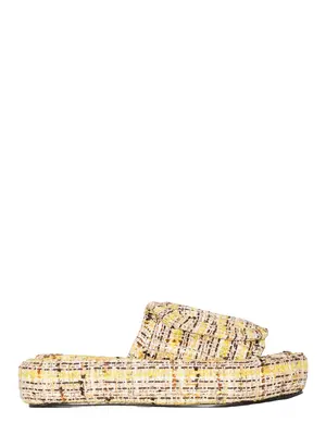 Natasha Zinko Tweed Detail Open Toe Sandals - Yellow