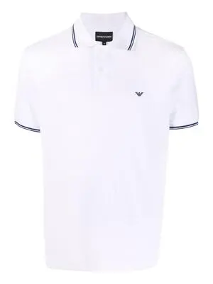 Emporio Armani Logo-print Cotton Polo Shirt - White