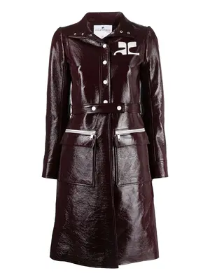 COURREGES Logo-appliqué Vinyl Trench Coat - Purple