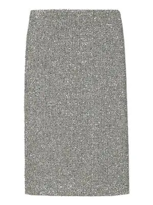 Tory Burch Metallic Tweed Skirt - Metallic Silver