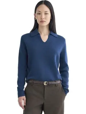 Everlane Cashmere Polo Sweater Deep Lazuli Blue